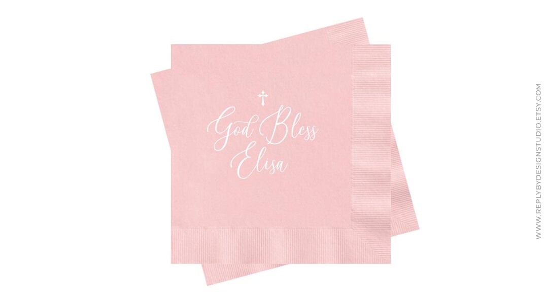 Pink First Holy Communion or Baptism Napkins, Girl Confirmation ...
