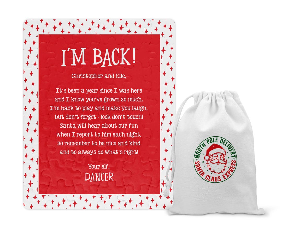 Elf Arrival Puzzle for Children, One Elf or Multiple Elves, Gender ...