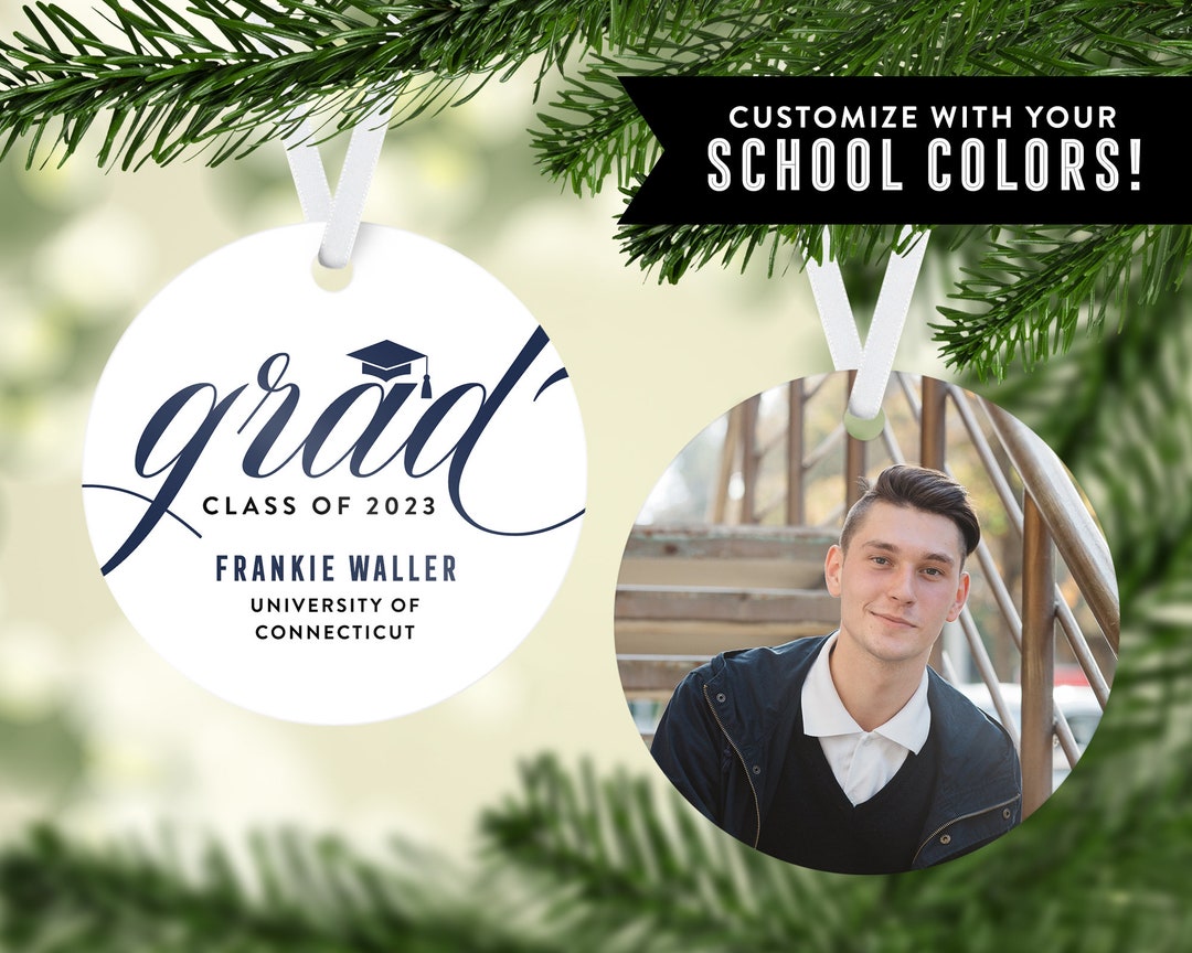 Photo Graduation Ornament, Customized With Your School Colors, Shown in ...