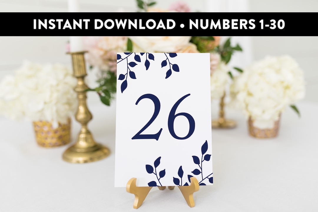 Table Numbers 1-30 (falling) - Instant Download, DIY, Printable, Print ...
