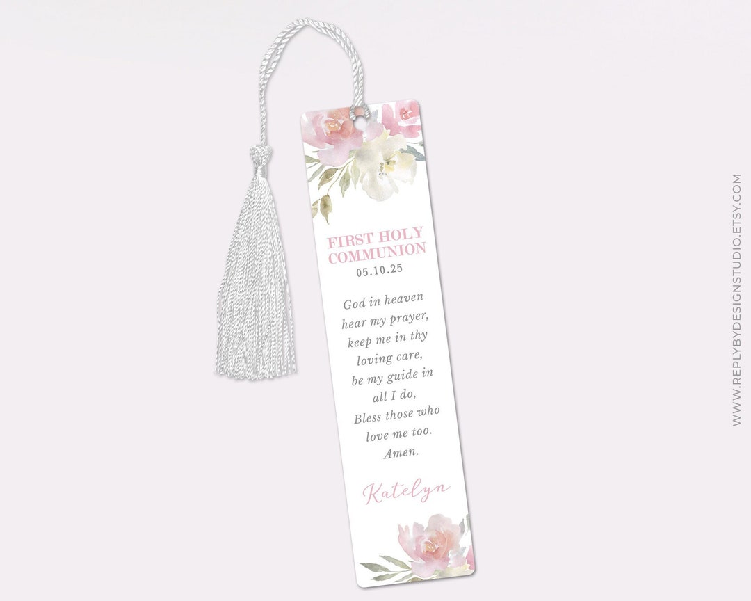 Personalized First Holy Communion Bookmark, Customized Gift for ...