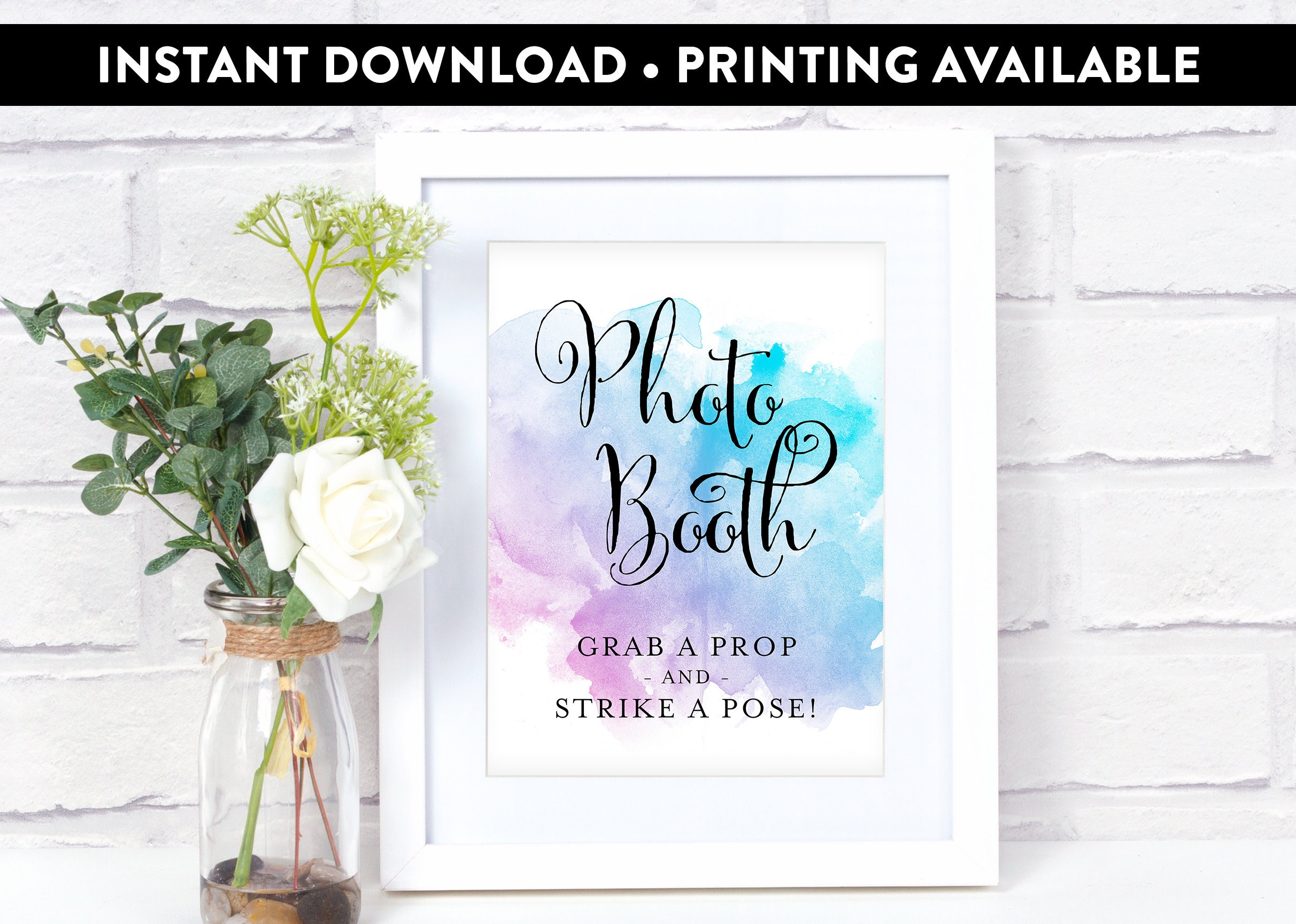 INSTANT DOWNLOAD Photo Booth Sign DIY Printable Watercolor | Etsy