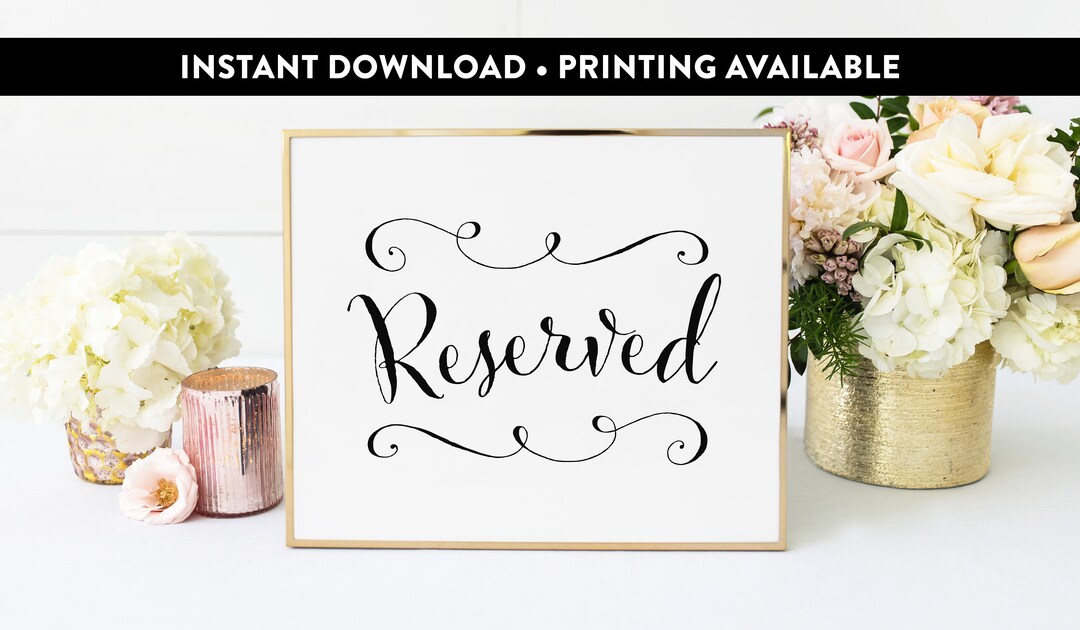 INSTANT DOWNLOAD Reserved Sign - DIY, Printable - Etsy