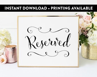 DIY Printable Wedding Sign Reserved Instant Download - Etsy