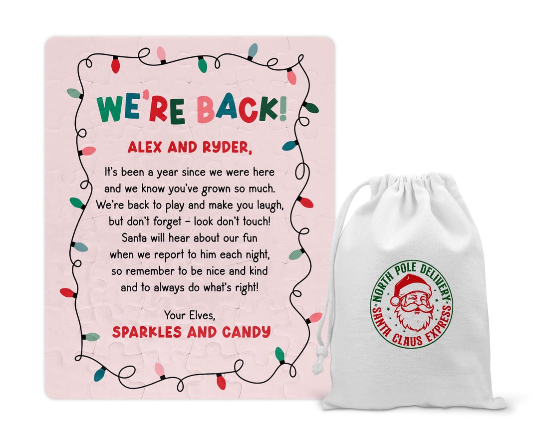 Elf Arrival Puzzle for Children, Pink Design for Girls, One Elf or ...