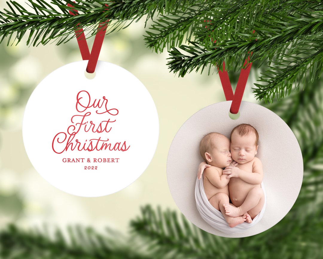 Twins First Christmas Photo Ornament, Christmas Ornament for Multiples ...