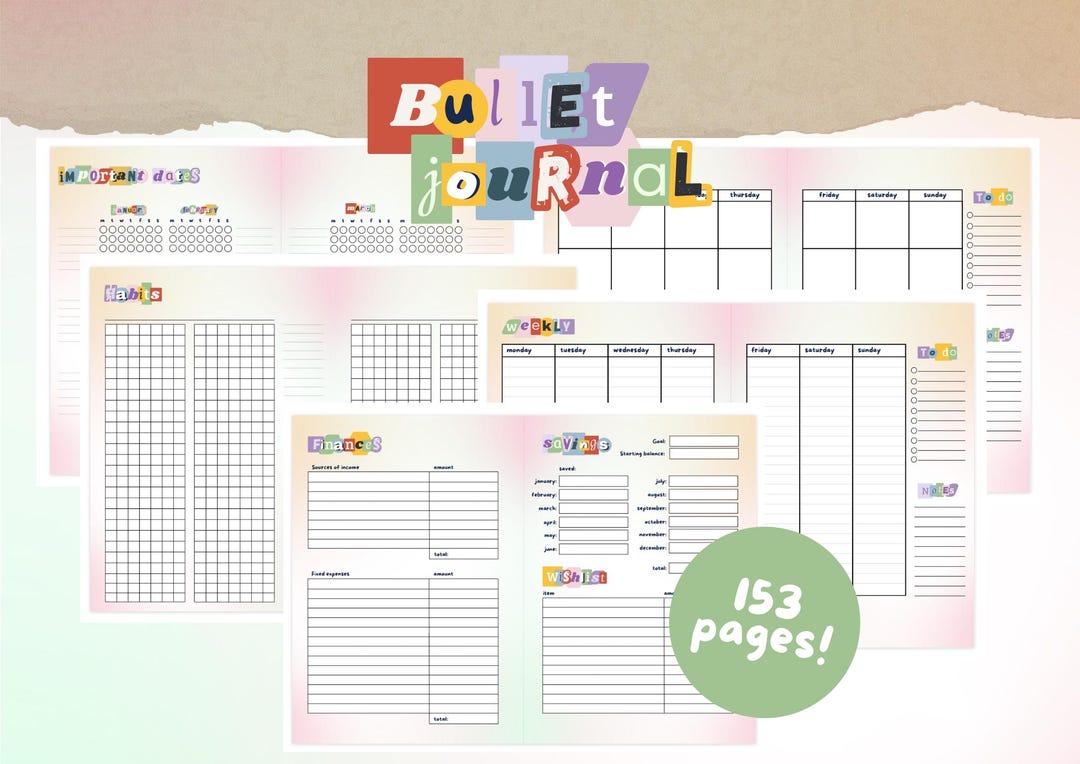 Bullet Journal Bundle - Printable PDF (no Dates) - Etsy