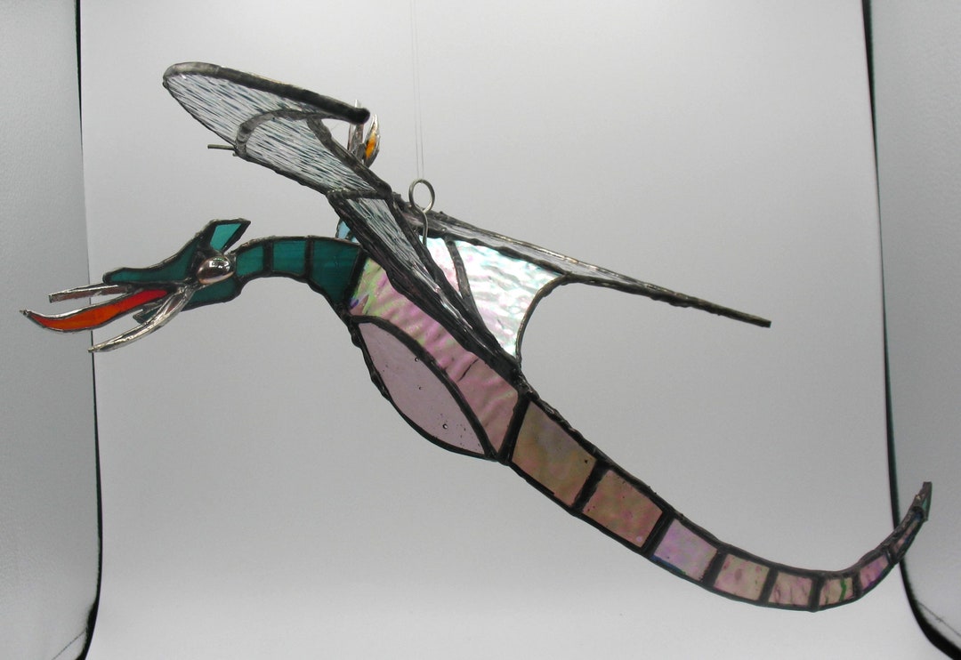 Two Headed Purple and Teal Flying Dragon No. 26 - Etsy