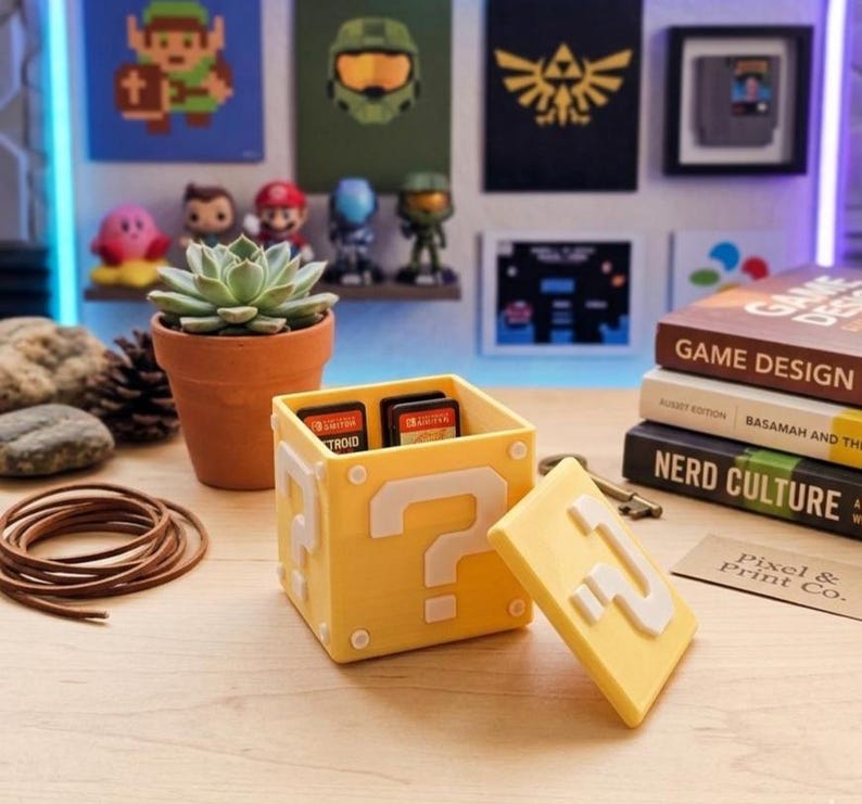 Question Mark Block Storage Box for Nintendo Switch Games | Video Game ...