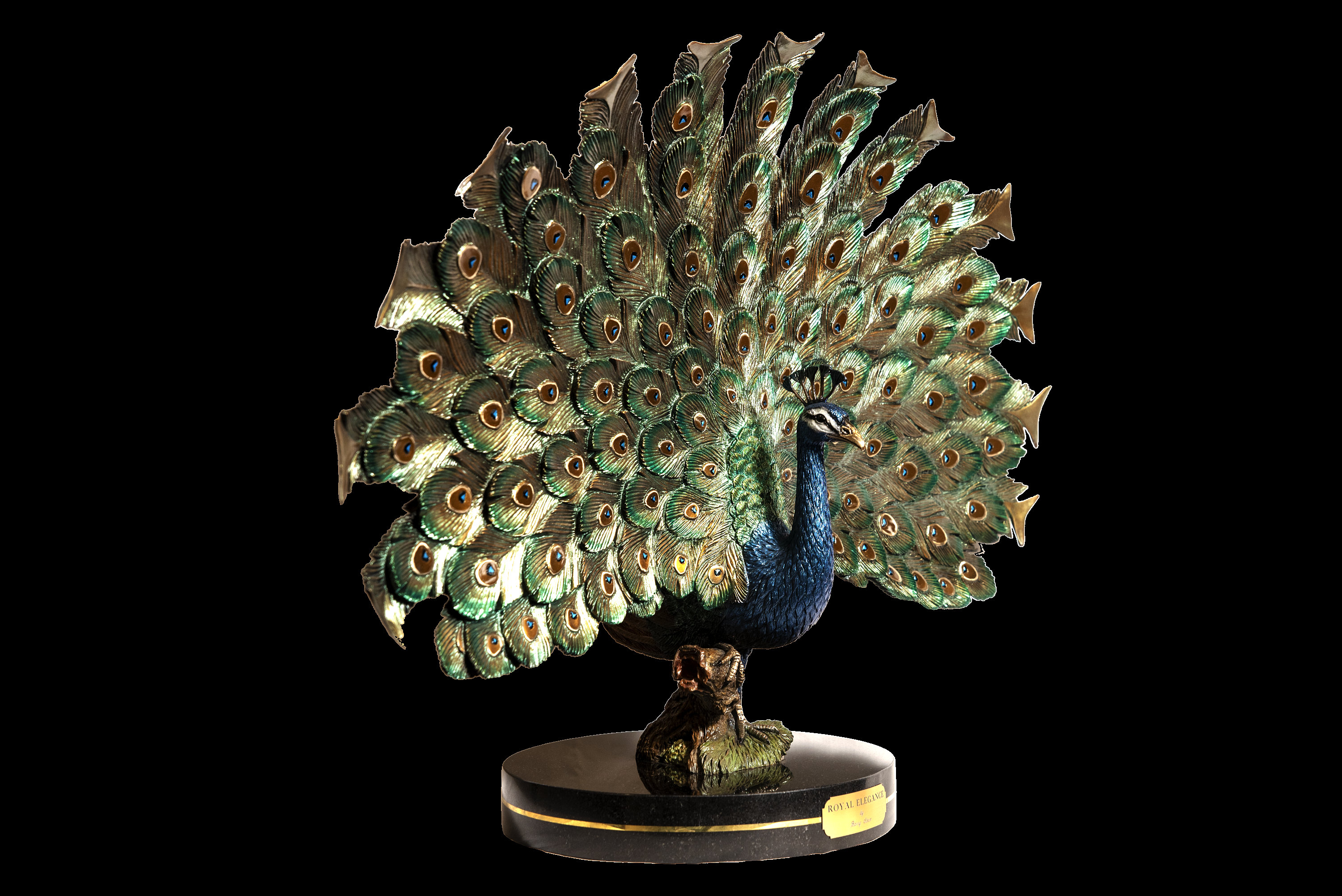 Peacock Bronze Sculpture Peafowl Statue Figurine by Barry Stein ...