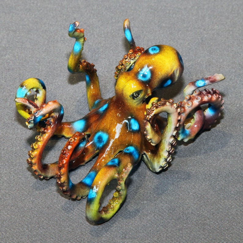 Octopus Bronze Sculpture "oliver Octopus" Figurine Statue Aquatic Art ...