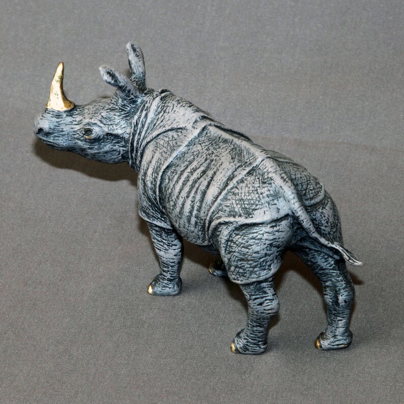 Bronze Rhino Sculpture rhinoceros Small Rhino Figurine Statue Art ...