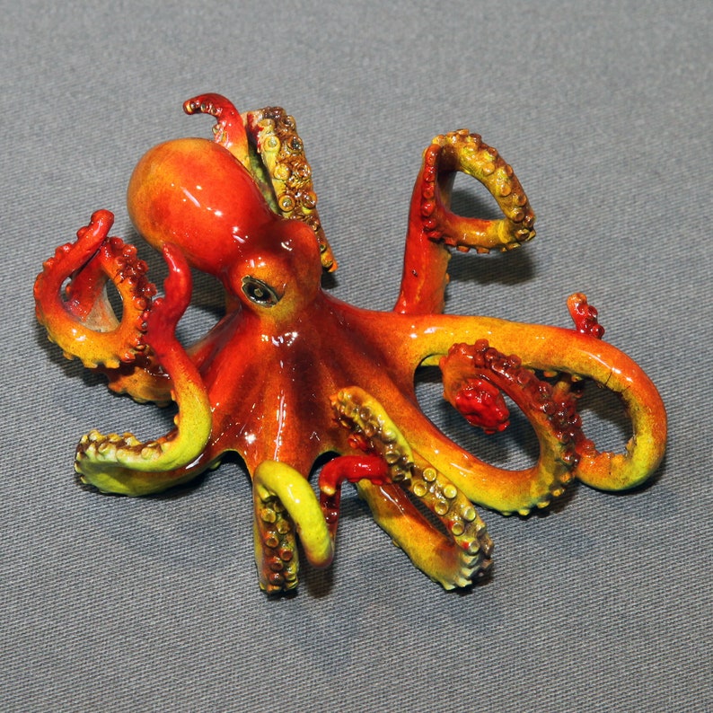 Octopus Bronze Sculpture "oliver Octopus" Figurine Statue Aquatic Art ...