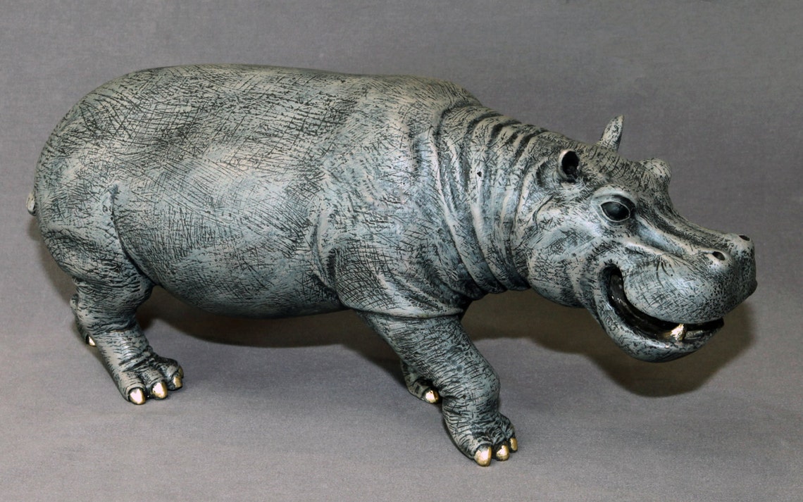 Bronze Hippopotamus Hippo Figurine Statue Sculpture Art / Limited ...