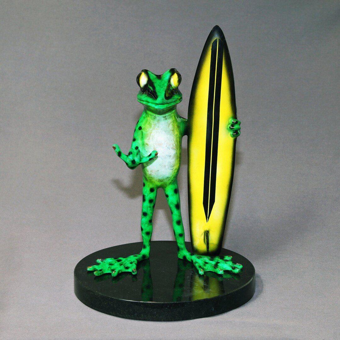 Bronze "surfer Dude" Frog Sculpture: Signed Limited Edition Art - Etsy
