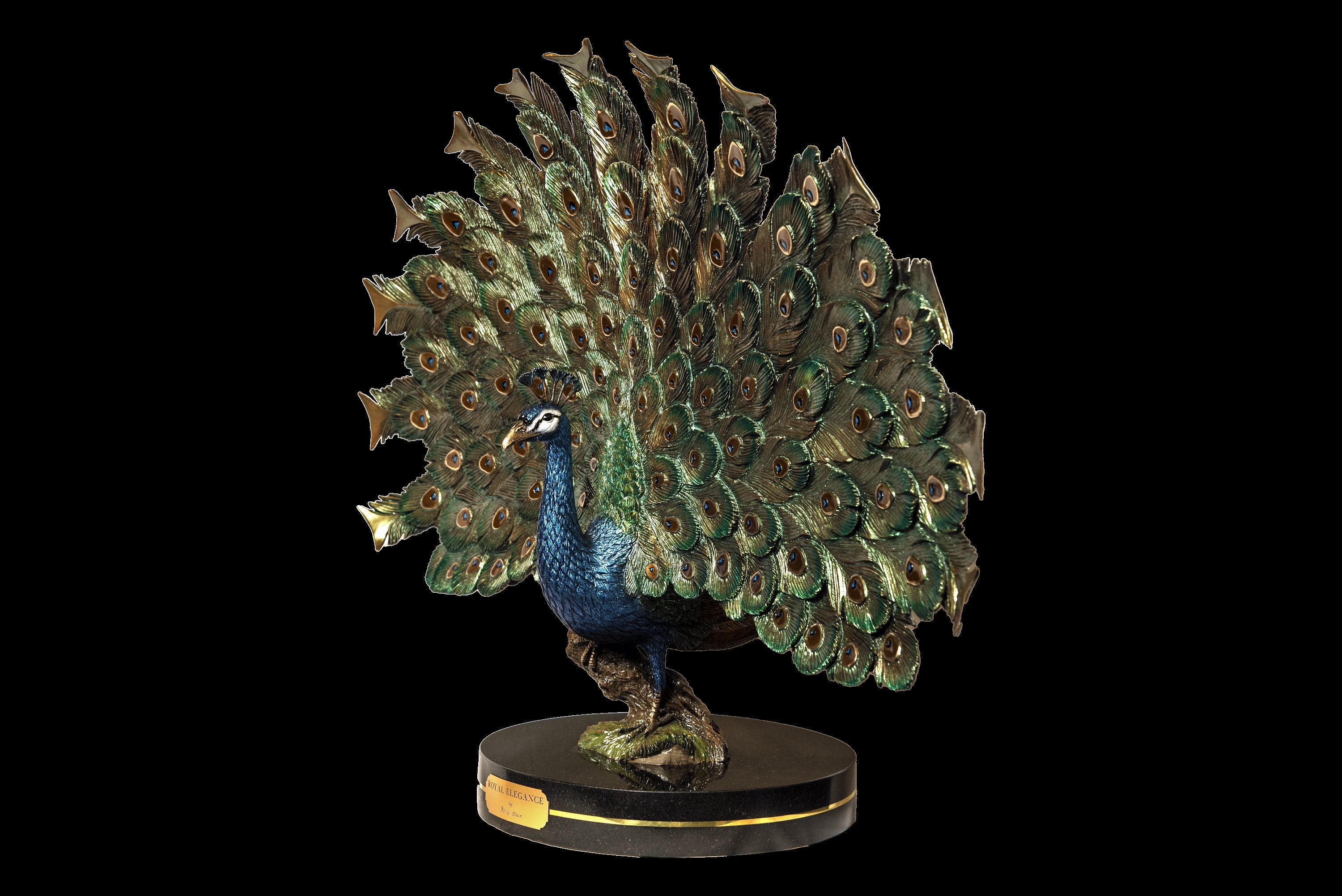 Peacock Bronze Sculpture Peafowl Statue Figurine by Barry Stein ...