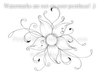 Swirly Flower Printable Coloring Page Adult Colouring Page - Tattoo ...