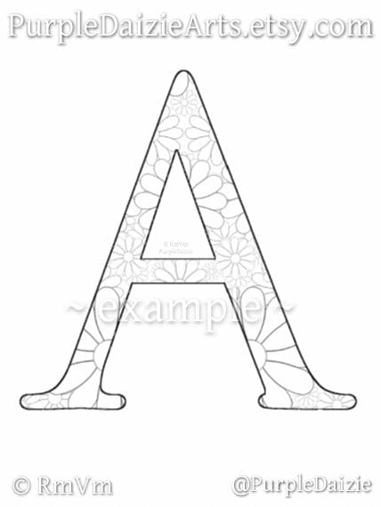 Uppercase Alphabet Coloring Page Bundle Flowers Design 26 - Etsy