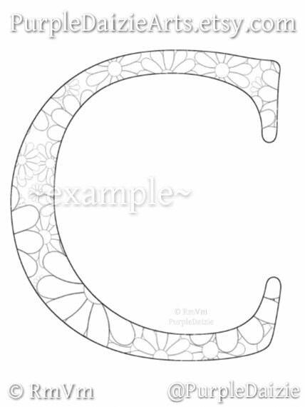 Uppercase Alphabet Coloring Page Bundle Flowers Design - 26 Color Pages ...