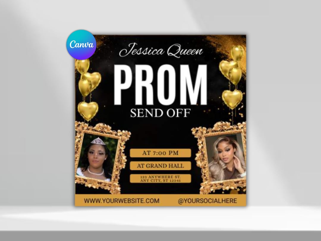 Prom Send off Flyer, Graduation Party Invitation, Editable Canva Event ...