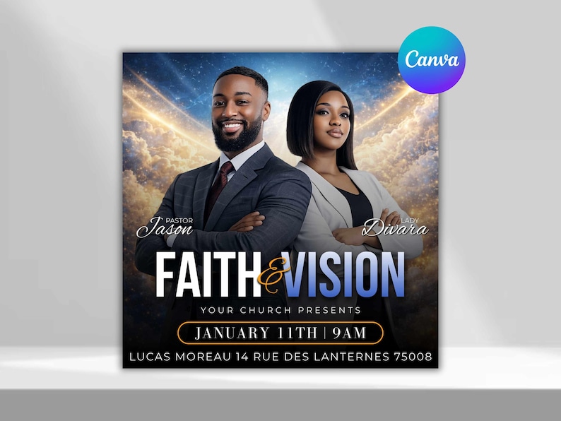Vision Sunday Church Flyer Template, New Year Worship Service, Editable ...