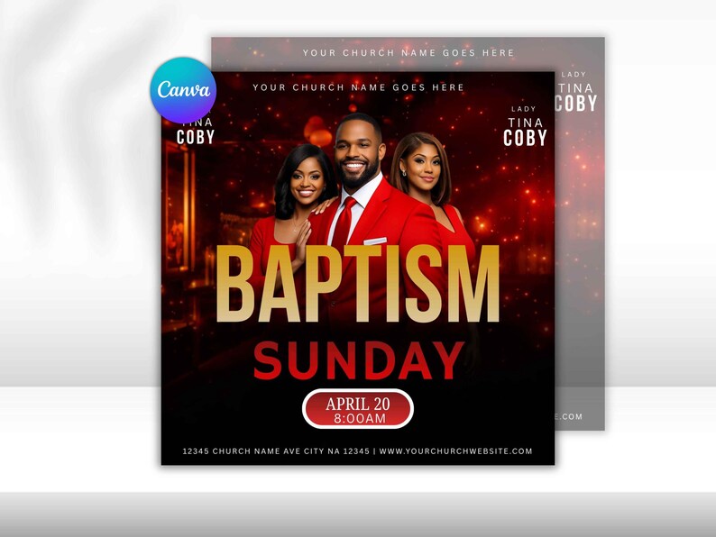 Baptism Church Flyer Canva | Sunday Worship Service Invitation | Church ...