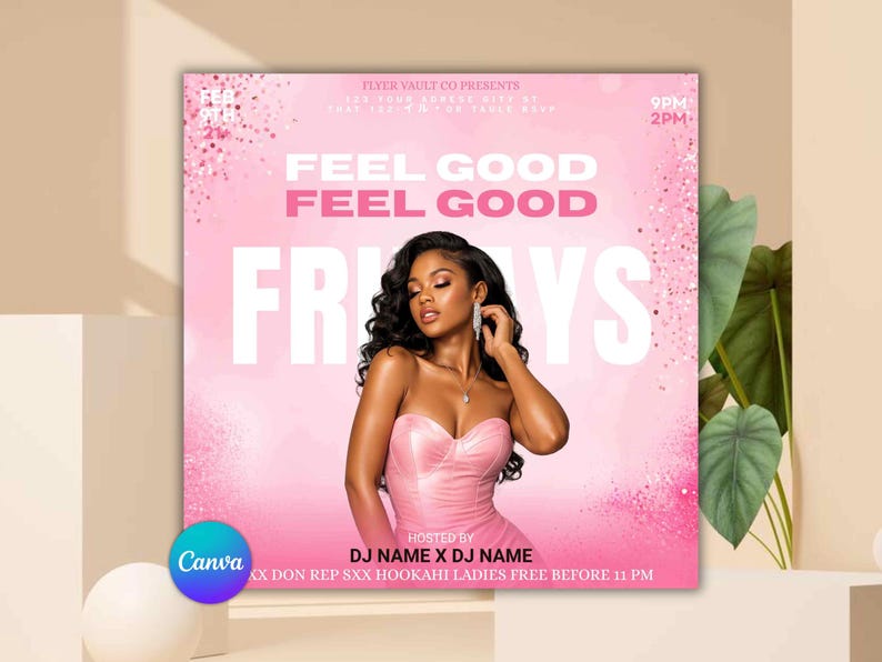 Friday Night Party Flyer Canva | DJ Club Event Flyer | Feel Good ...
