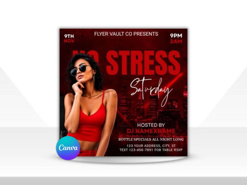 Saturday Night Party Flyer Canva | DJ Club Event Flyer | Nightclub ...