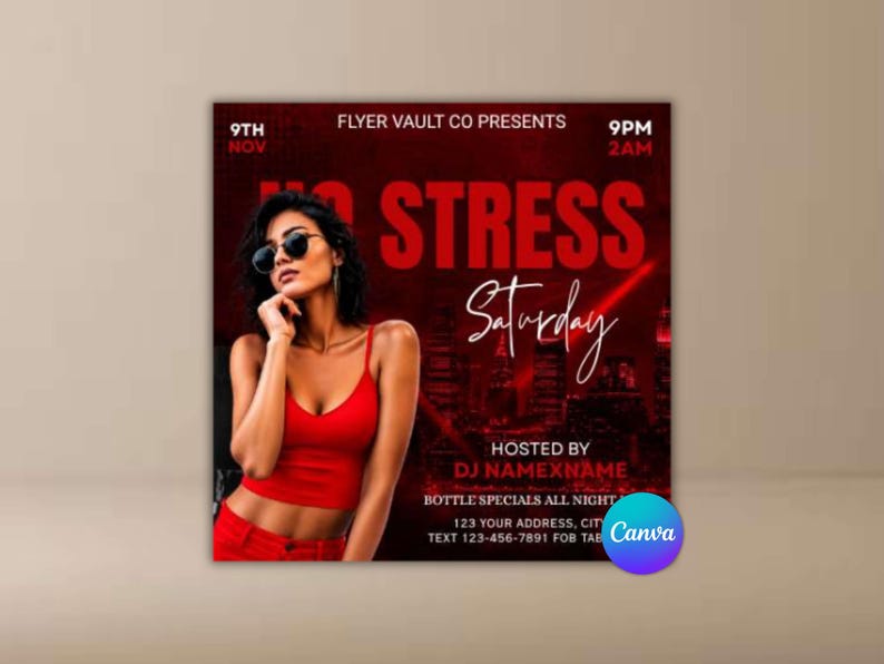 Saturday Night Party Flyer Canva | DJ Club Event Flyer | Nightclub ...
