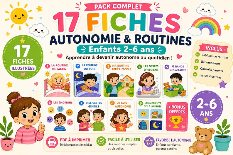 17 Autonomy & Routine Sheets for Children 2-6 Years Old | Morning and ...