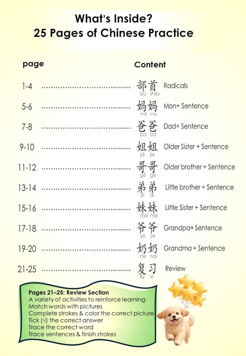 My Family Chinese Worksheet for Kids | Learn Mandarin Printable ...