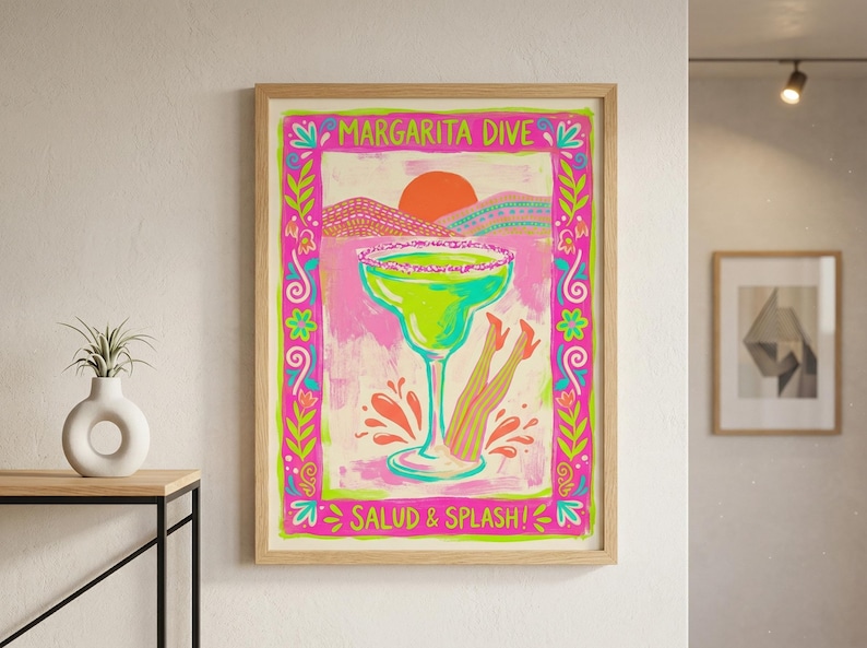 Margarita Wall Art Print, Retro Cocktail Poster, Maximalist Kitchen ...