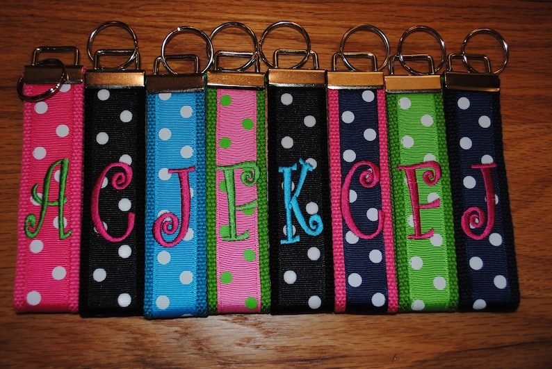 Polka Dot Keychain - Monogrammed-choose Color,sorority, Letter ...