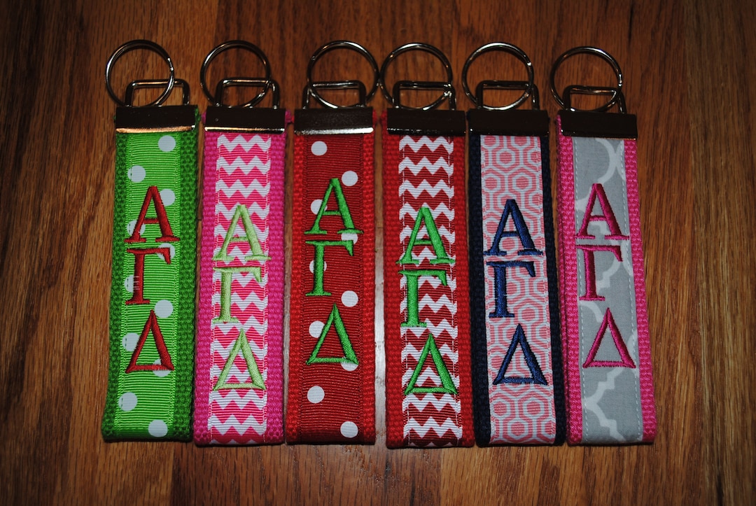 Alpha Gamma Delta Keychain, Sorority Key Fob, Monogrammed, Embroidery ...