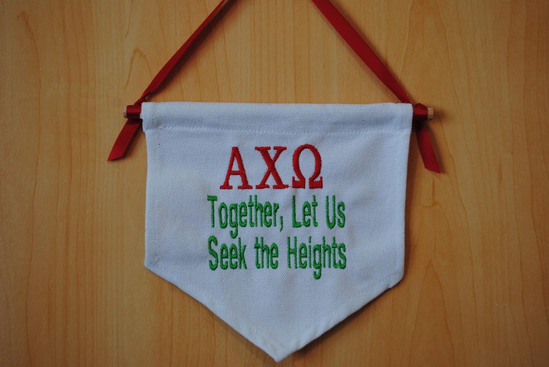 Embroidered Alpha Chi Omega Sorority Banner – 6x7" Wall Hanging - Etsy