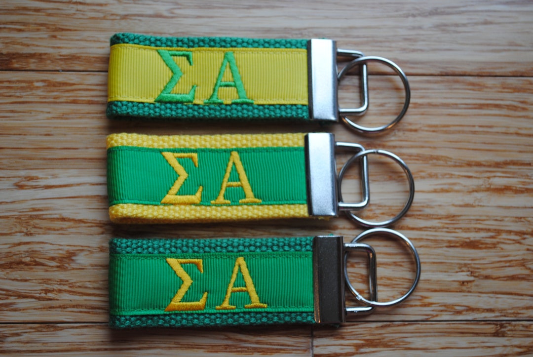 Sigma Alpha Sorority Keychain/small/solid Ribbon/keyfob/monogram/choose ...