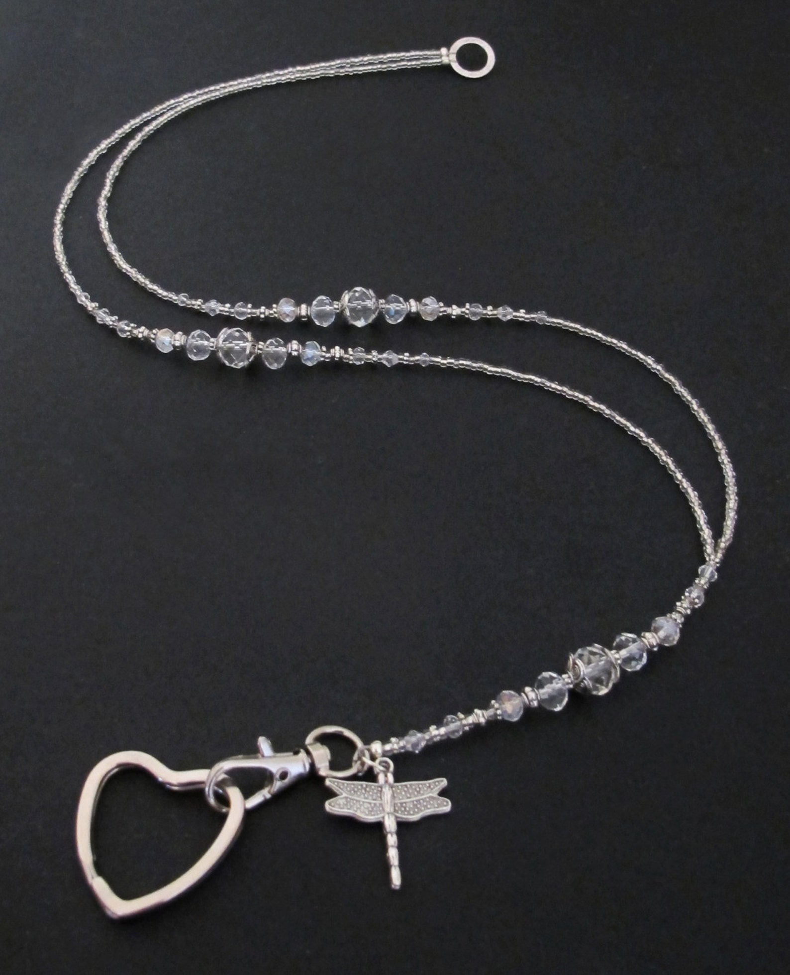 Lanyard Crystal and Silver Crystal Lanyard Beaded Lanyard - Etsy
