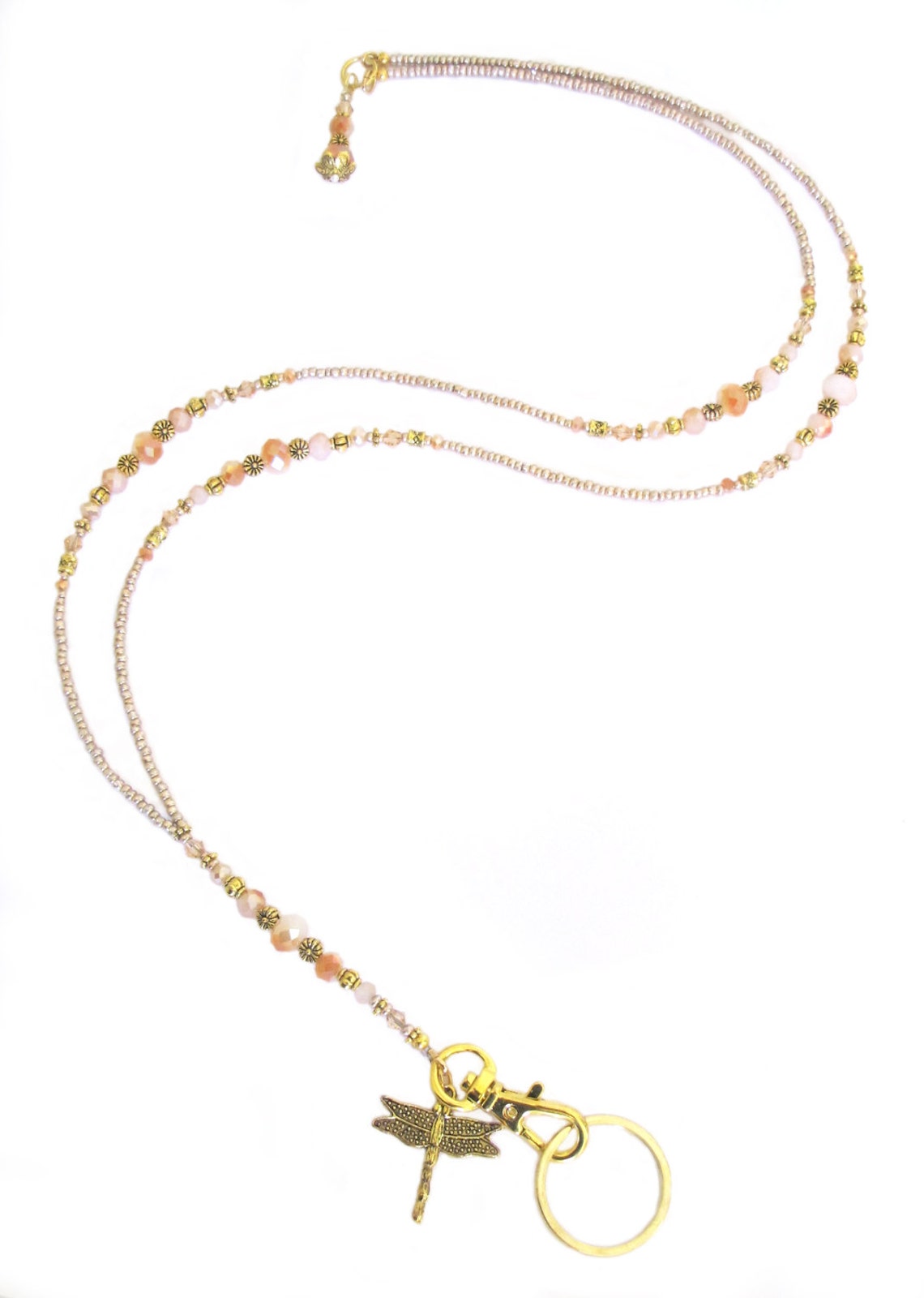 Lanyard Gold Beaded Lanyard Necklace Lanyard Lanyard for ID - Etsy