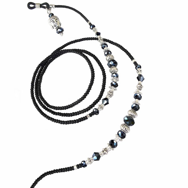 Eyeglass Chain, Silver on Silver, Luxury Glasses Chain, Beaded Glasses ...