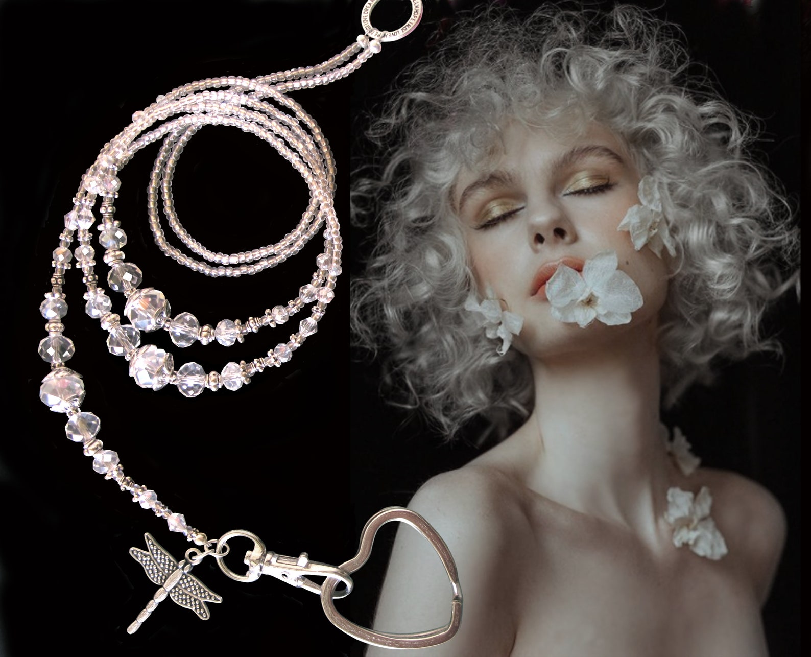 Lanyard Crystal and Silver Crystal Lanyard Beaded Lanyard - Etsy