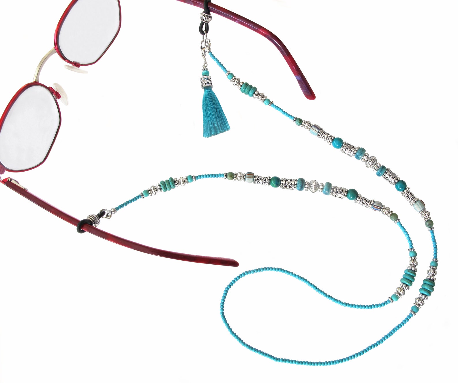 Eyeglass Chain, Turquoise, Aqua Teal, Silver, Glasses Chain, Eyewear ...