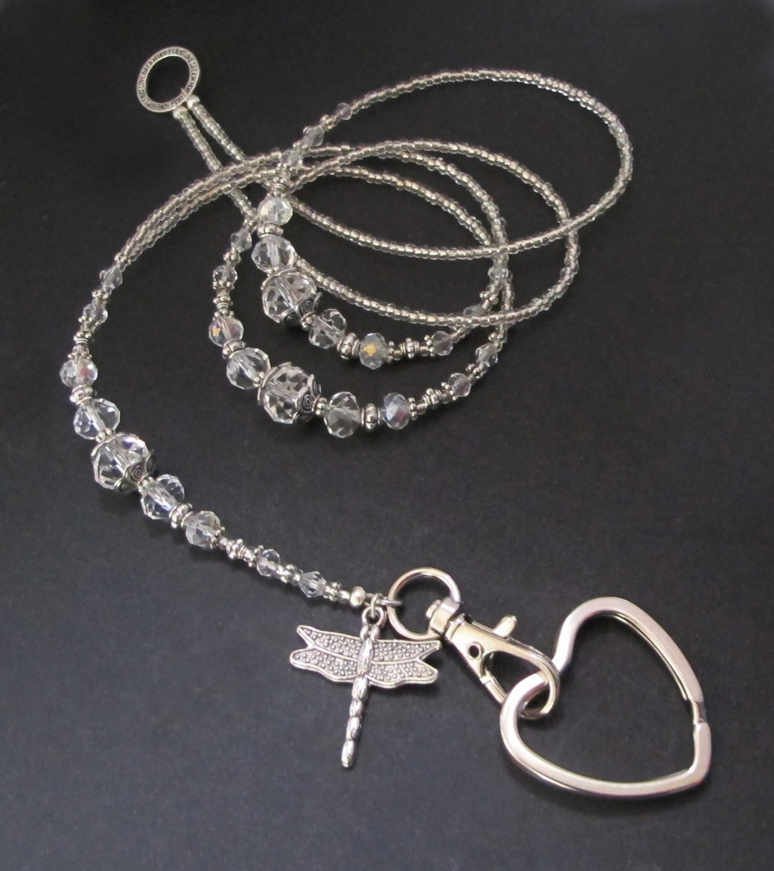 Lanyard Crystal and Silver Crystal Lanyard Beaded Lanyard - Etsy