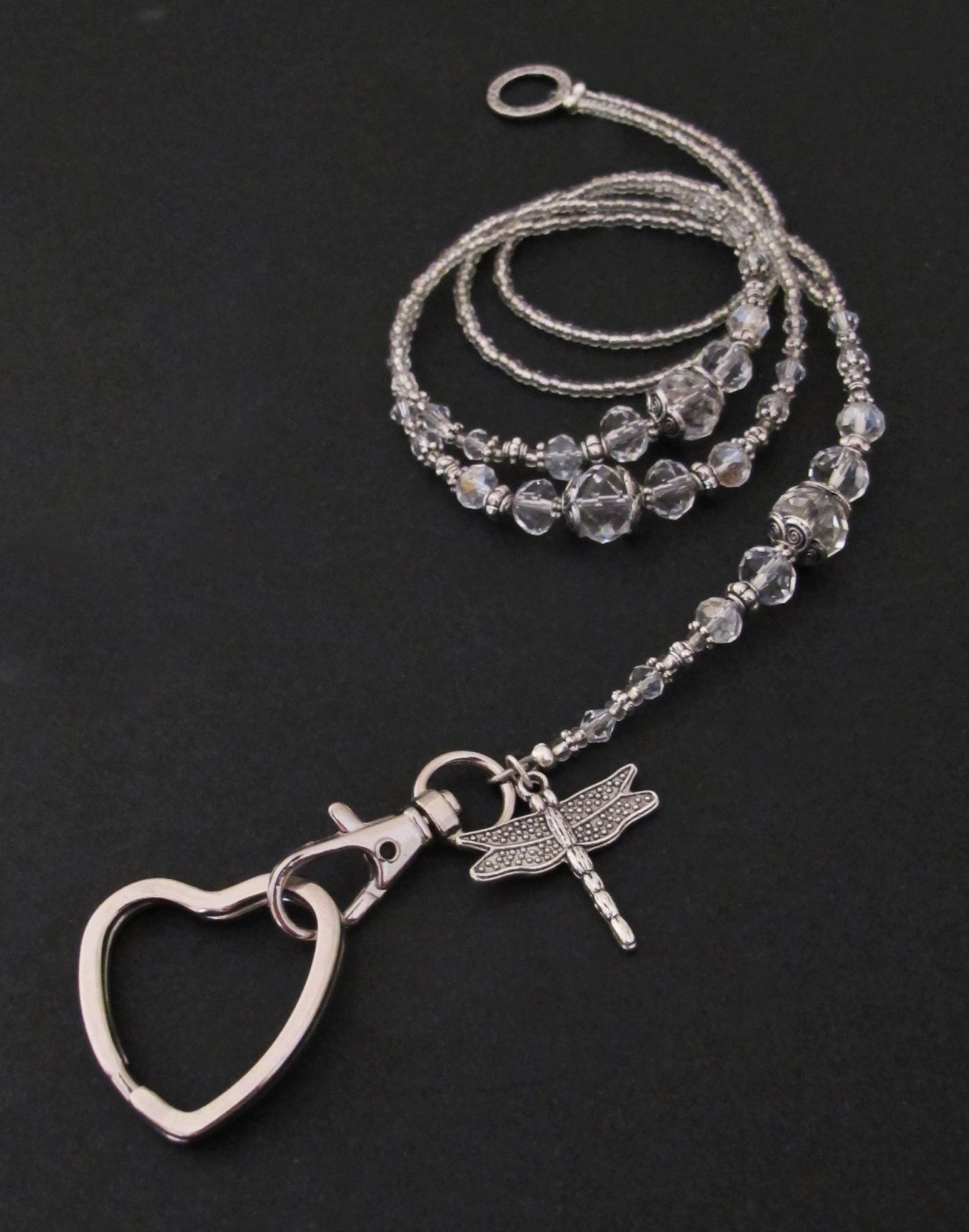 Lanyard Crystal and Silver Crystal Lanyard Beaded Lanyard - Etsy