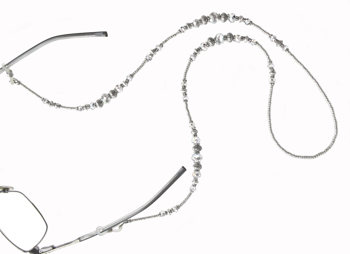 Eyeglass Chain Silver on Silver Luxury Glasses Chain Beaded - Etsy