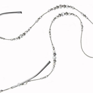 Eyeglass Chain, Silver on Silver, Luxury Glasses Chain, Beaded Glasses ...