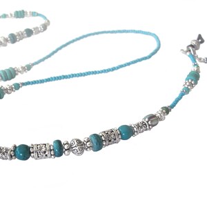 Eyeglass Chain, Turquoise, Aqua Teal, Silver, Glasses Chain, Eyewear ...