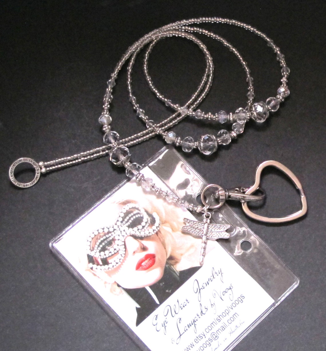 Lanyard Crystal and Silver Crystal Lanyard Beaded Lanyard - Etsy