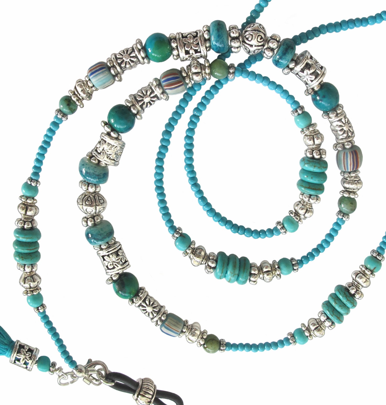 Eyeglass Chain, Turquoise, Aqua Teal, Silver, Glasses Chain, Eyewear ...