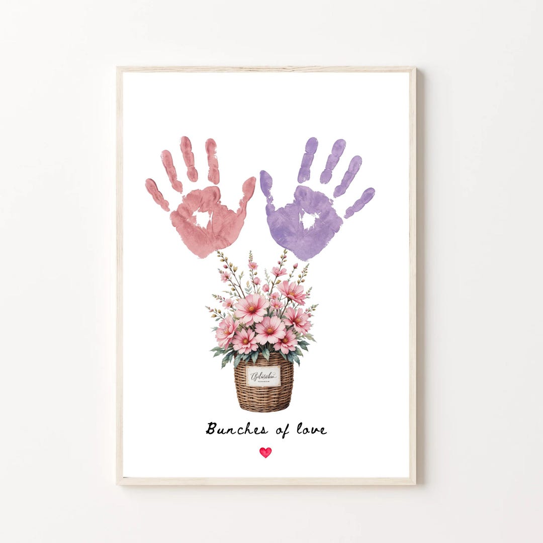 Flower Handprint Craft Art, Printable, Mothers Day, for Mom or Grandma ...