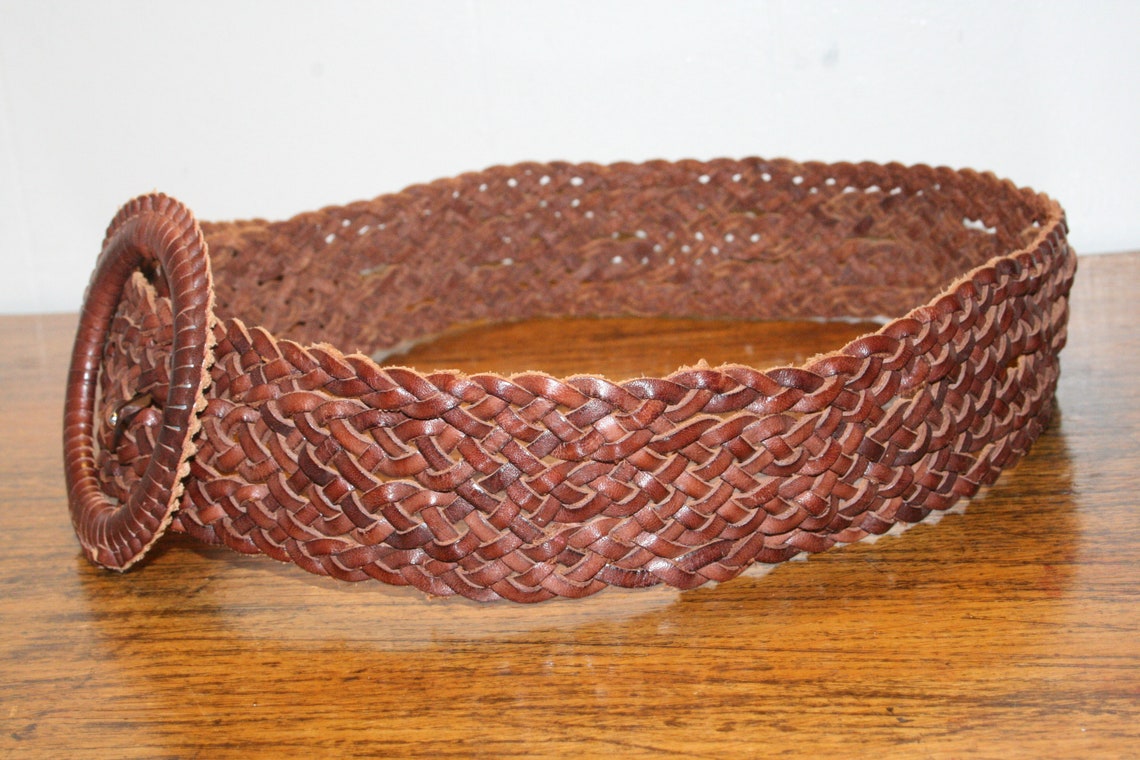 WIDE BOHO BELTwoven leather beltwide leather belthippie | Etsy